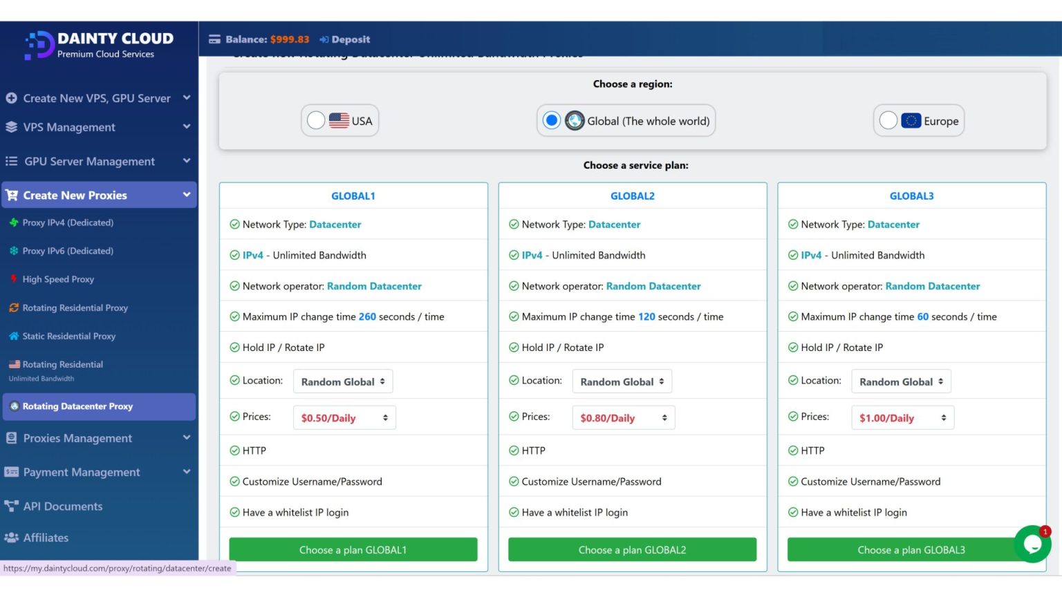 Global Rotating Datacenter Proxy – Unlimited Bandwidth & High-Speed IPs - DaintyCloud